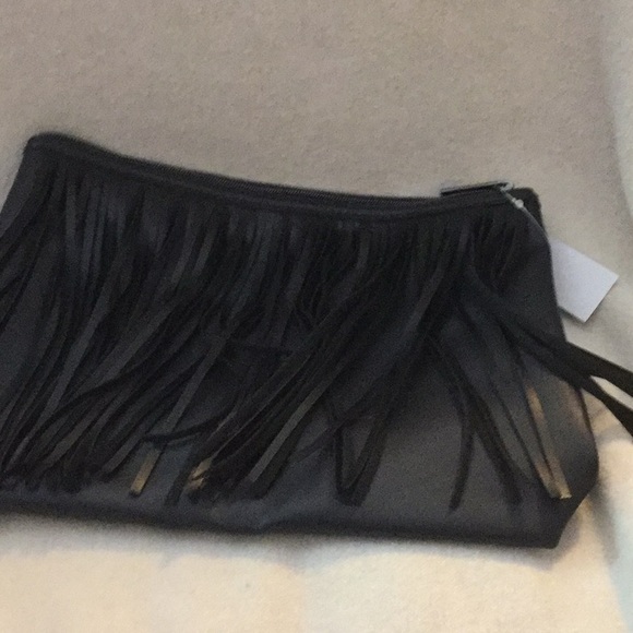 space NK | Bags | Space Nk Black Fringe Vegan Leather Cosmetic Bag ...